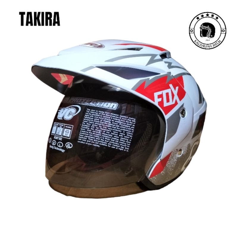 Jual HELM MOTOR SNI TAKIRA MOTIF FOX WHITE RED HELM HALF FACE | Shopee ...
