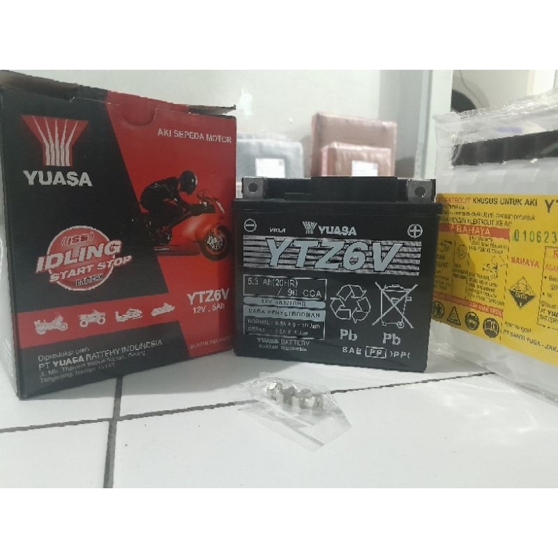 Jual Aki Yuasa motor satria honda vario125 vario 150 YTZ6V 12V 5ah aki kering | Shopee Indonesia