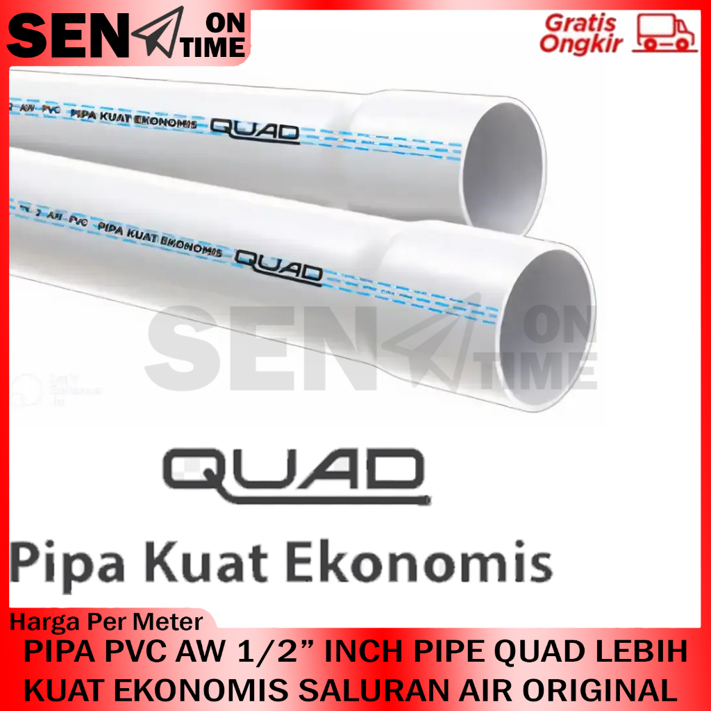 Jual PIPA PVC AW 1/2 IN INCI INCHI INCH PIPE QUAD LEBIH KUAT EKONOMIS SALURAN AIR TAHAN LAMA ...