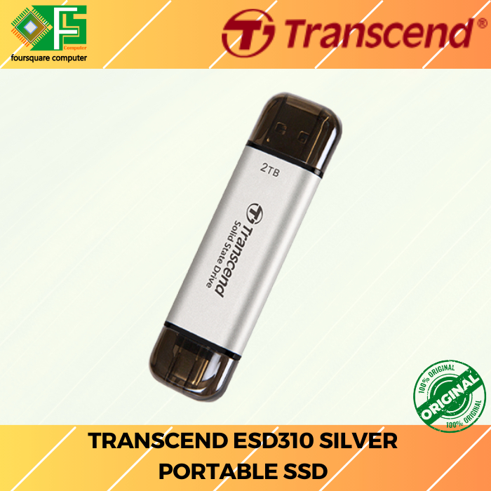 Jual Transcend ESD310 Portable SSD Silver 512GB 1TB 2TB | SSD External ...