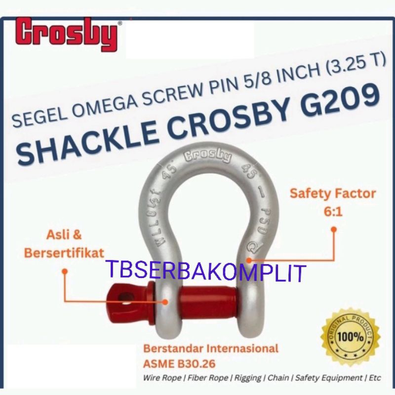 Jual Shackle Omega Crosby G209 5/8" 3.25 Ton Bow Segel 3.25T Asli ...