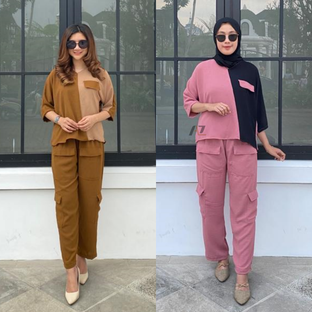 Jual One Set Wanita Kekinian Setelan Celana Cargo Wanita Kekinian ...