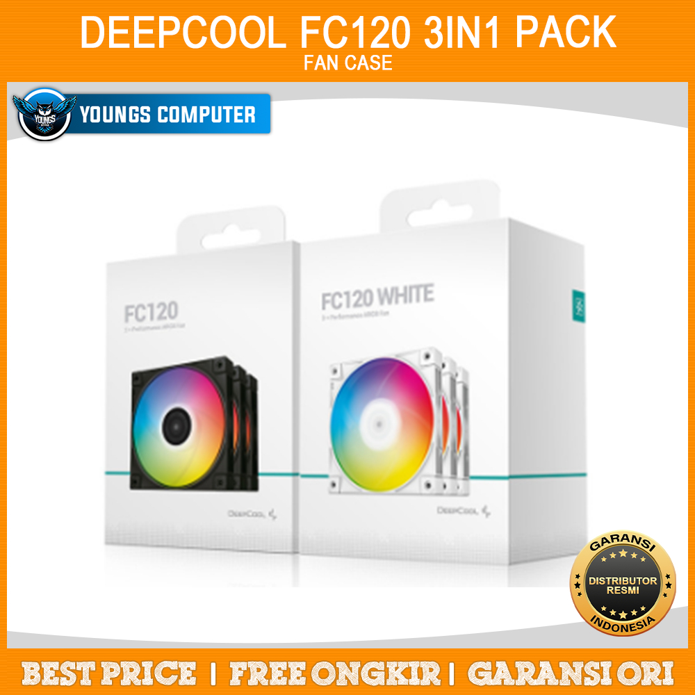 Jual FAN CASE DEEPCOOL FC 120 (3xFan) 12CM ARGB | FC120 3in1 Pack BLACK ...
