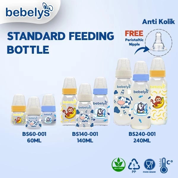 Jual Bebelys Botol Susu Standard Peristaltik 60ml | 140ml | 240ml | Shopee Indonesia