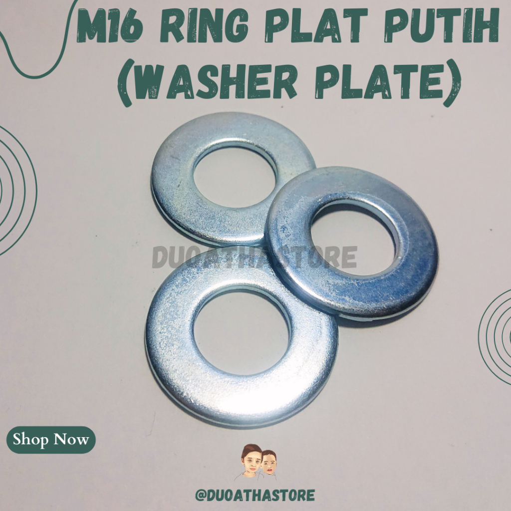 Jual M16 Ring Plat Galvanis Putih WP Washer Plate 16mm | Shopee Indonesia