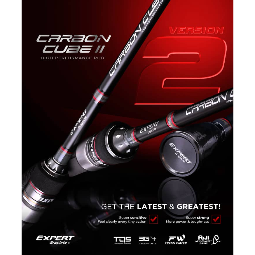 Jual Expert CARBON CUBE II Carbon Rod Spinning Baitcasting Fuji Guide ...