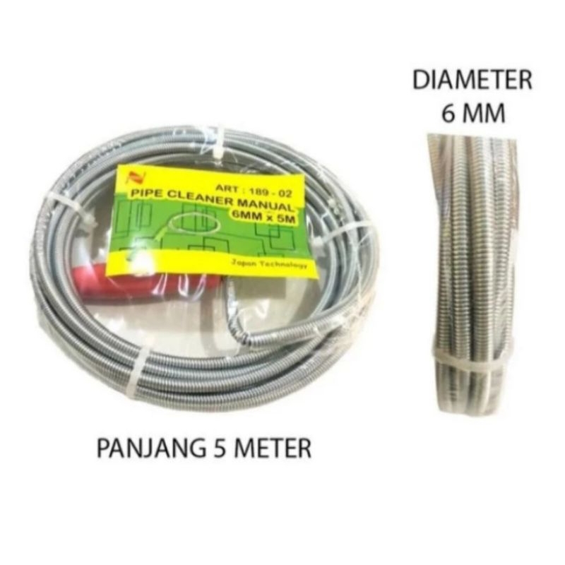 Jual Pipe Cleaner 5 Meter Nankai Alat Pembersih Pipa Tersumbat Manual | Shopee Indonesia