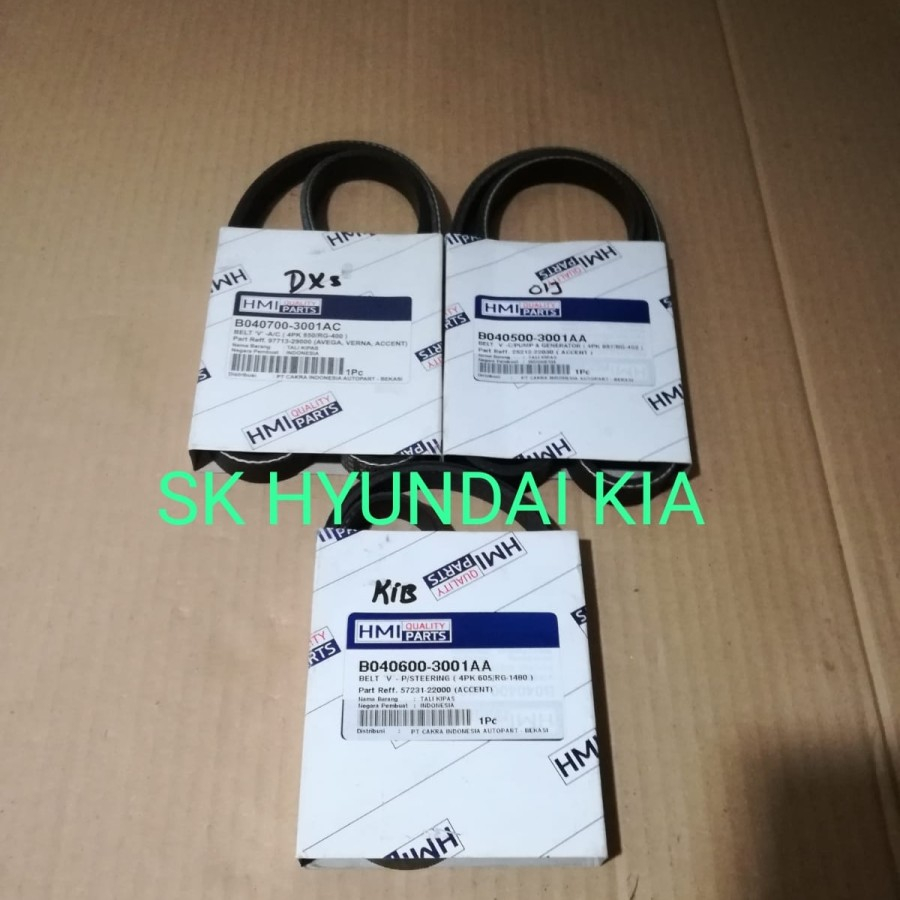 Jual VAN BELT TALI KIPAS VANBELT FAN BELT SET ( 3 PC ) HYUNDAI ACCENT ...
