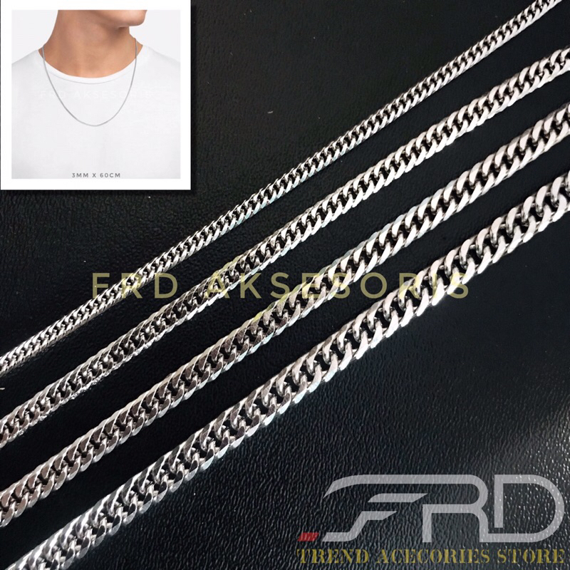 Jual Kalung Pria Rantai Besar Titanium Import Silver HIP-HOP | Shopee ...