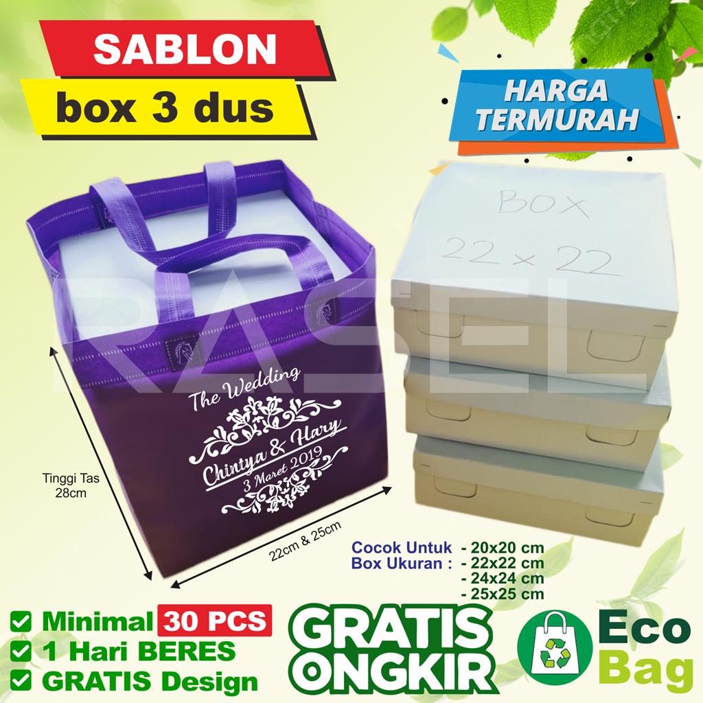 Jual sablon custom logo cetak nama gambar tulisan dus nasi kotak kue ...