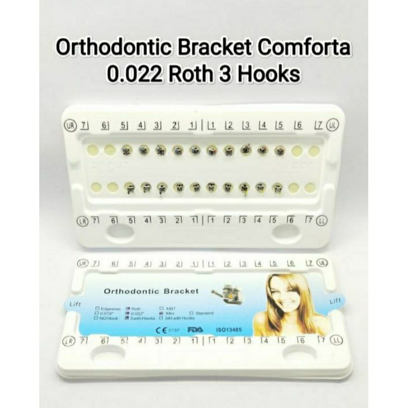 Jual Orthodontic Bracket Mini Roth Comforta with hook on 3 Slot 022 ...