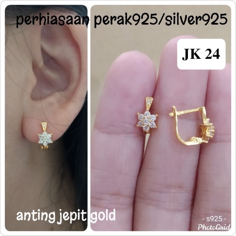 Jual ANTING JEPIT DEWASA WANITA PERAK 925 ASLI LAPIS EMAS JKGB | Shopee Indonesia