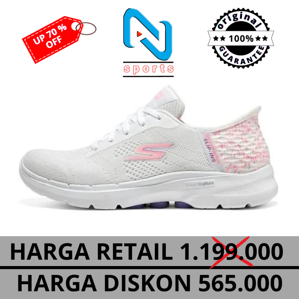 Jual Sepatu Skechers Go Walk 6-Vivid Idea White Pink Slip-Ins 124627 ...