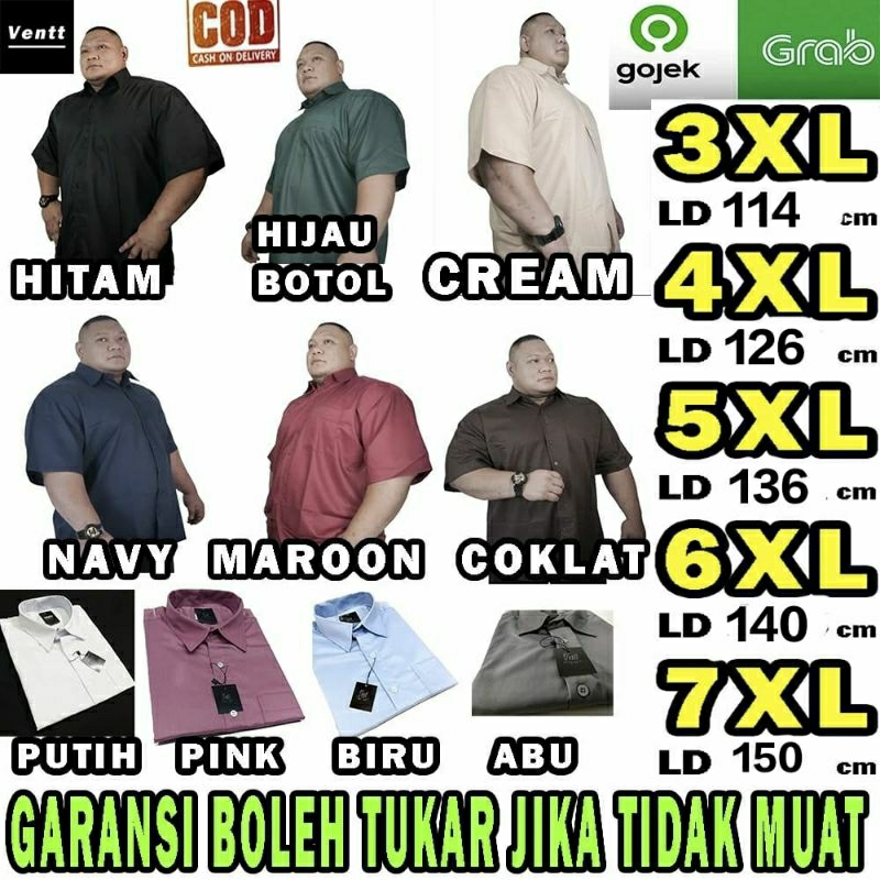 Jual kemeja hem baju pria jumbo big size cowok laki laki 2xl 3xl 4xl 5xl 6xl 7xl lengan pendek ...