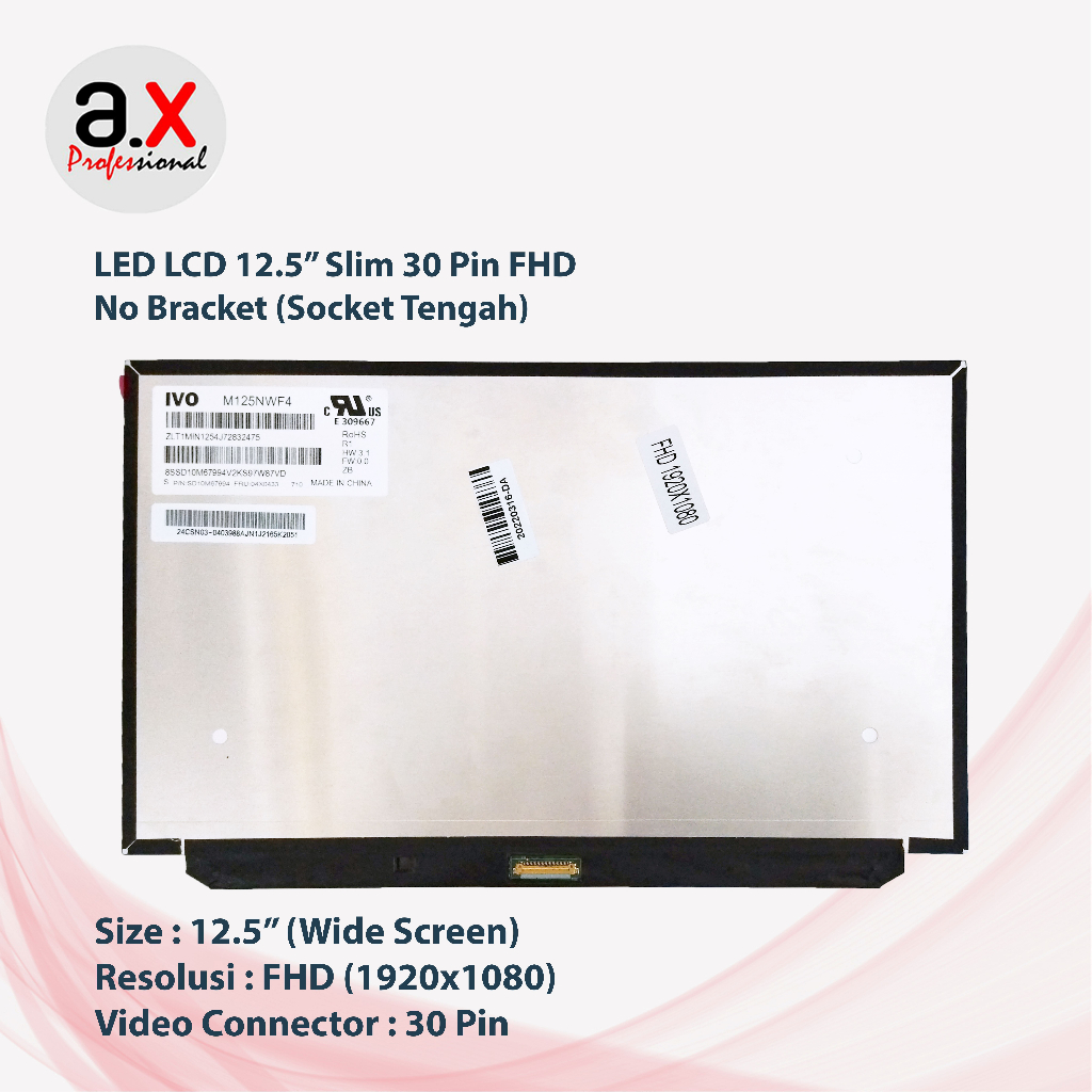 Jual LED LCD 12.5" Soket Tengah Full HD IPS Lenovo THINKPAD X240 X250 ...