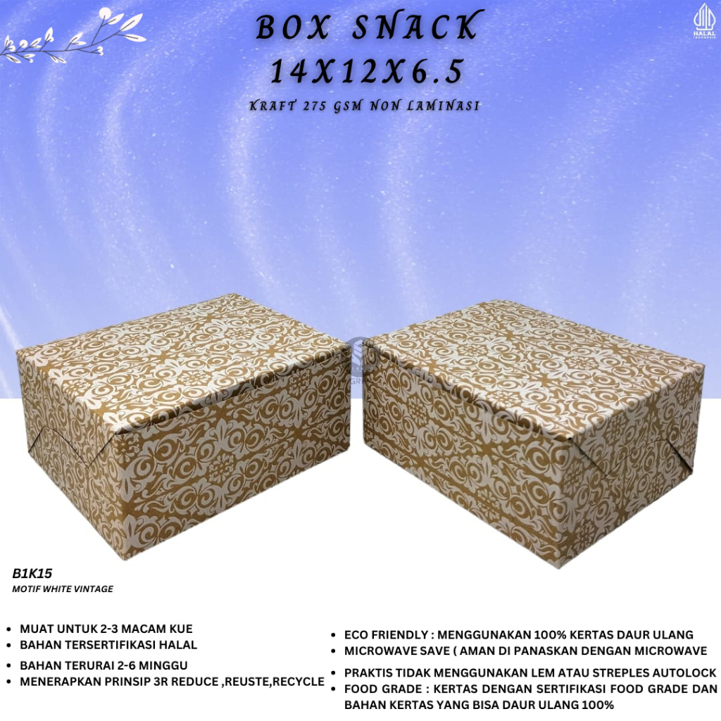 Jual Box Snack Dus Kue Snack Box 14x12 (B1K15-14X12X6.5) | Shopee Indonesia