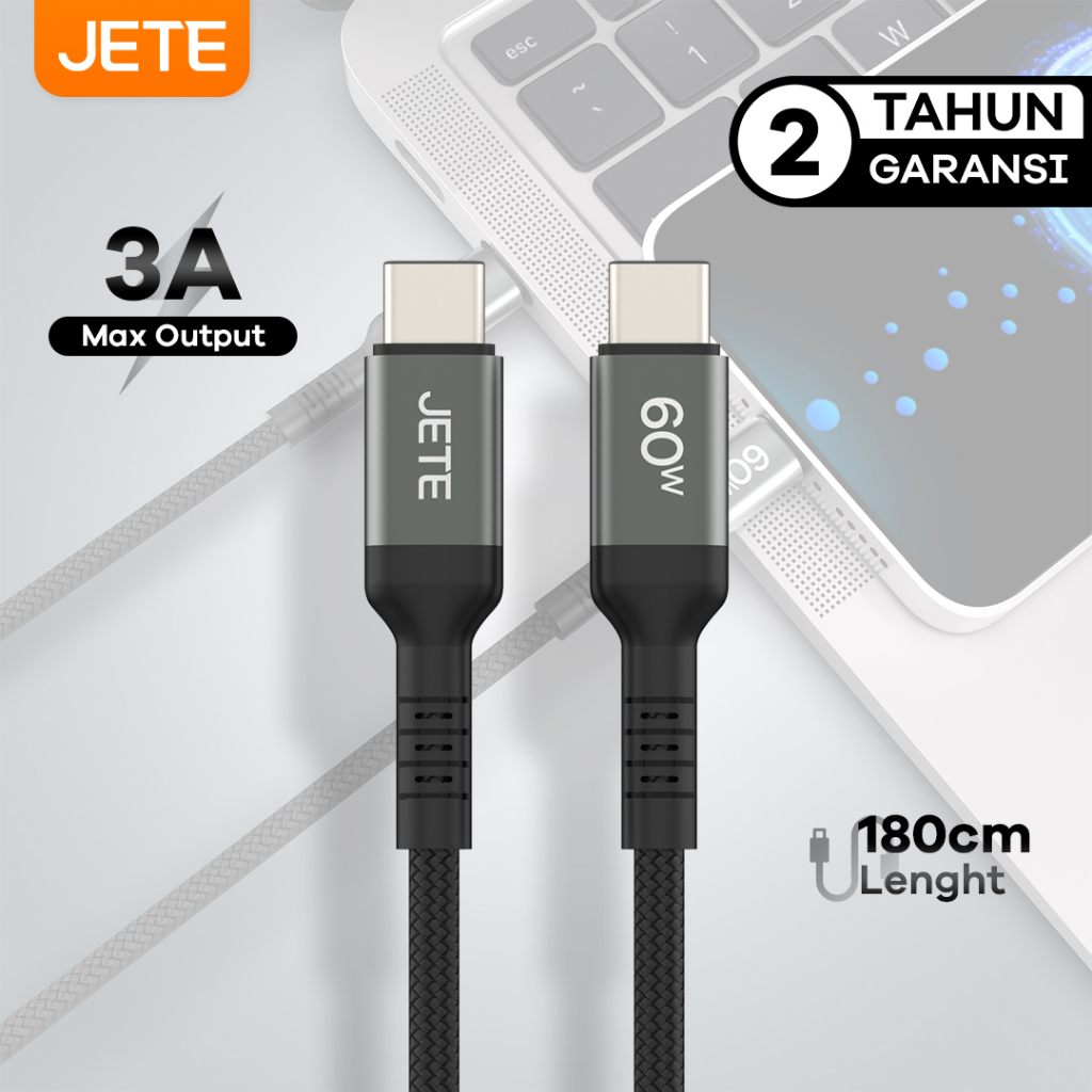 Jual Kabel Data Fast Charging 60W Type C to Type C JETE CX12 - Garansi ...