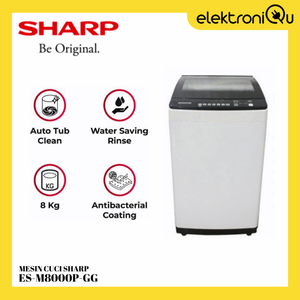 Jual MESIN CUCI SHARP ES-M8000P-GG TOP LOADING WASHER 8 KG | Shopee ...