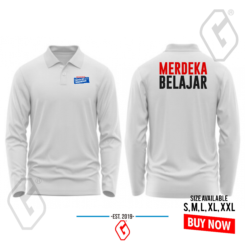 Jual polo shirt sekolah penggerak longsleeve / baju kerah sekolah penggerak merdeka belajar ...