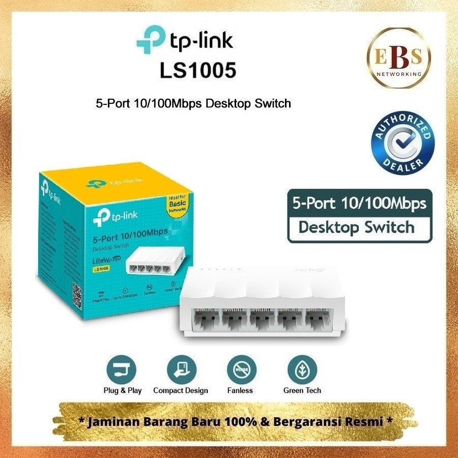 Jual TP-Link LS1005 Switch 5 Port 10/100Mbps Desktop Switch Hub LS-1005 ...