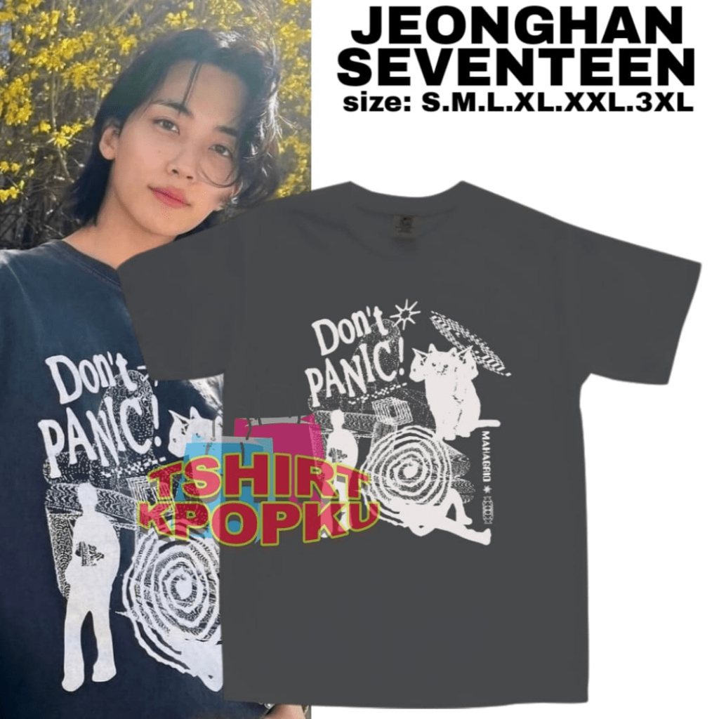 Jual KAOS kpop korean jeonghan seventeen DONT PANIC cat | Shopee Indonesia