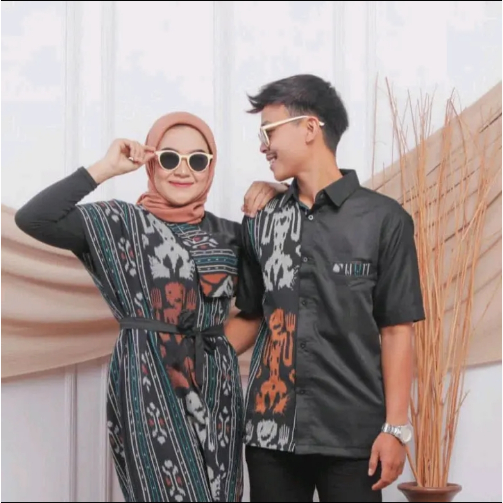 Jual (Ready Stock) Baju Couple Tenun Aurora Motif Asmat - Set Baju tenun - Setelan Baju Tenun ...