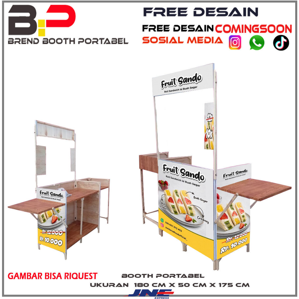 Jual Booth Lipat 180x50x175 Gerobak Lipat Ringan / Meja Jualan Portable ...
