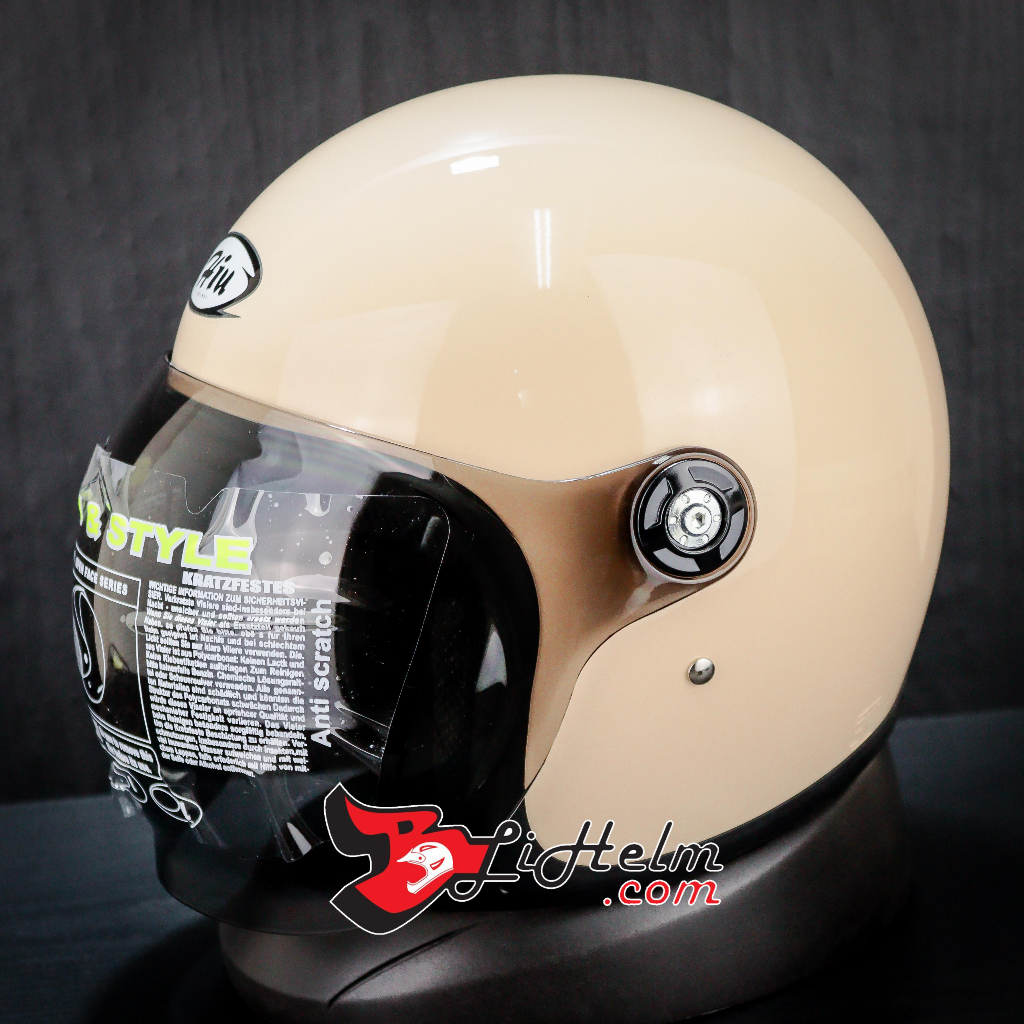 Jual HELM HIU VIGO CREAM GLOSSY HALF FACE HELMET | Shopee Indonesia