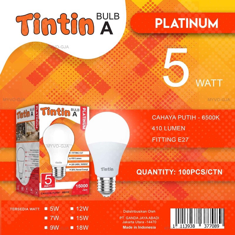 Jual Lampu Led Buld A TIPE 5, 7, 9,12 Tintin Platinum | Shopee Indonesia
