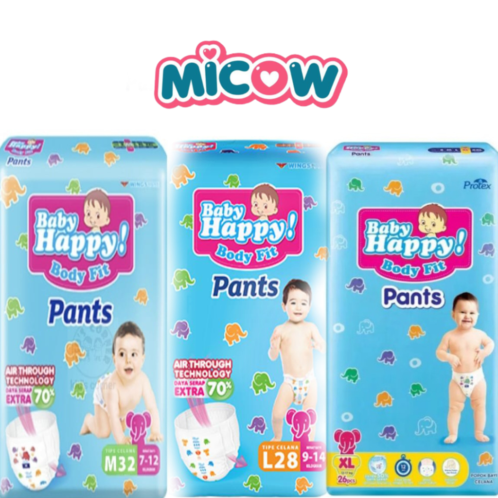 Jual Baby Happy Popok Bayi Body Fit Pants M32/L28/XL26 | Shopee Indonesia