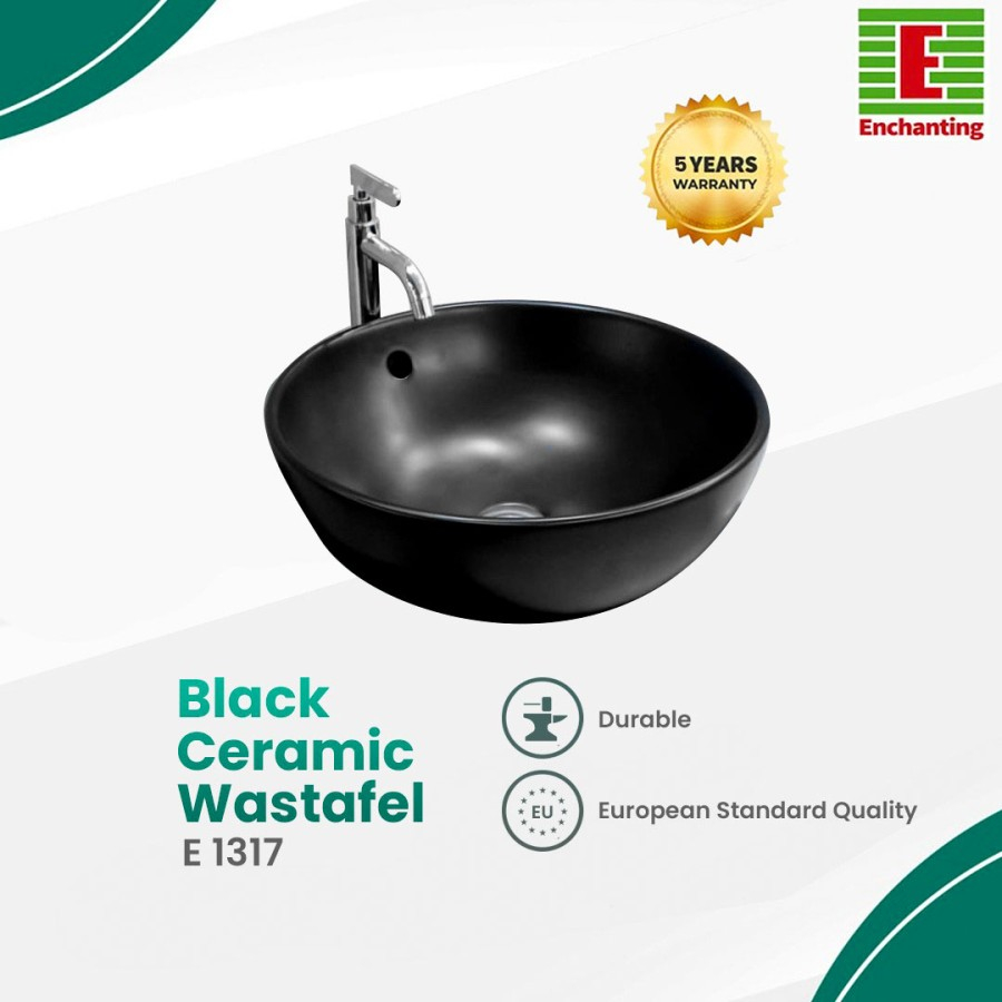 Jual Wastafel Keramik Bulat E1317 Black Enchanting | Shopee Indonesia