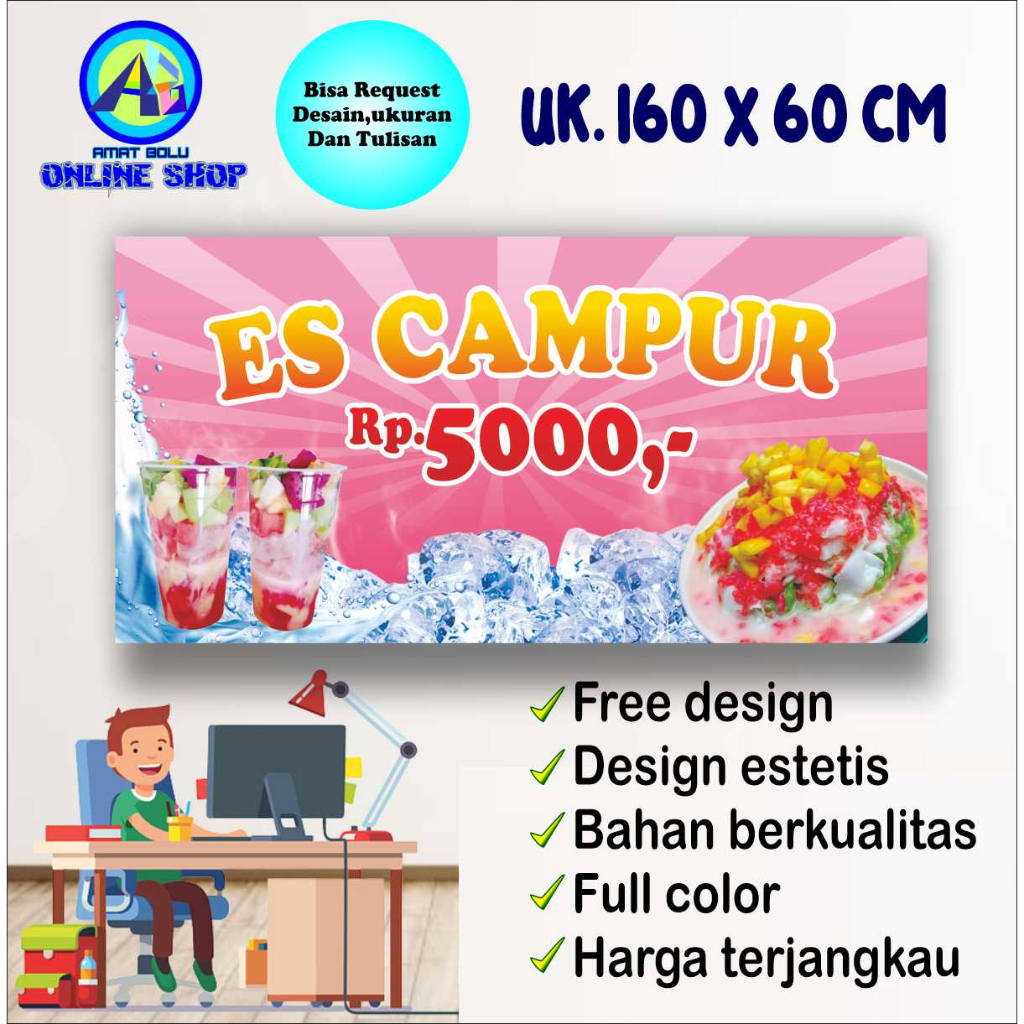Jual SPANDUK ES CAMPUR UKURAN 160x60 BISA REQUEST | Shopee Indonesia