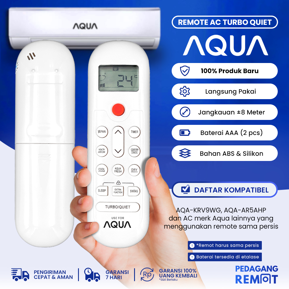 Jual Remote AC Aqua Turbo Cool AQA-KRV9WG / Remot AC Aqua AQA-KCR5ANE AQA-AR5AHP | Shopee Indonesia
