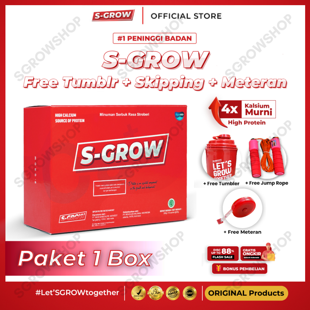 Jual S-GROW Susu Peninggi Badan Terbaik Original 1 Box (10 Sachet ...