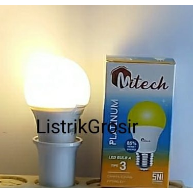 Jual Warm White / Kuning Lampu Led MiTech Bohlam A Bulb 3w 3 Watt ...