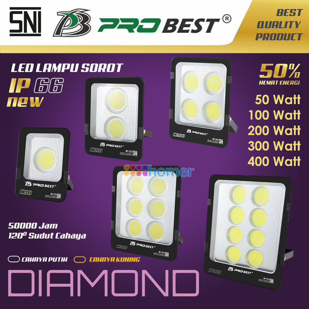Jual PROBEST Diamond Lampu LED sorot COB Lampu tembak LED COB outdoor lapangan jalan super ...