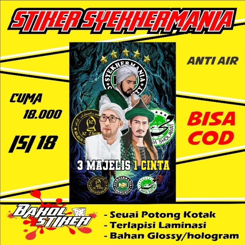 Jual Stiker 3 majelis 1 cinta l stiker Syekhermania l stiker tahan air ...