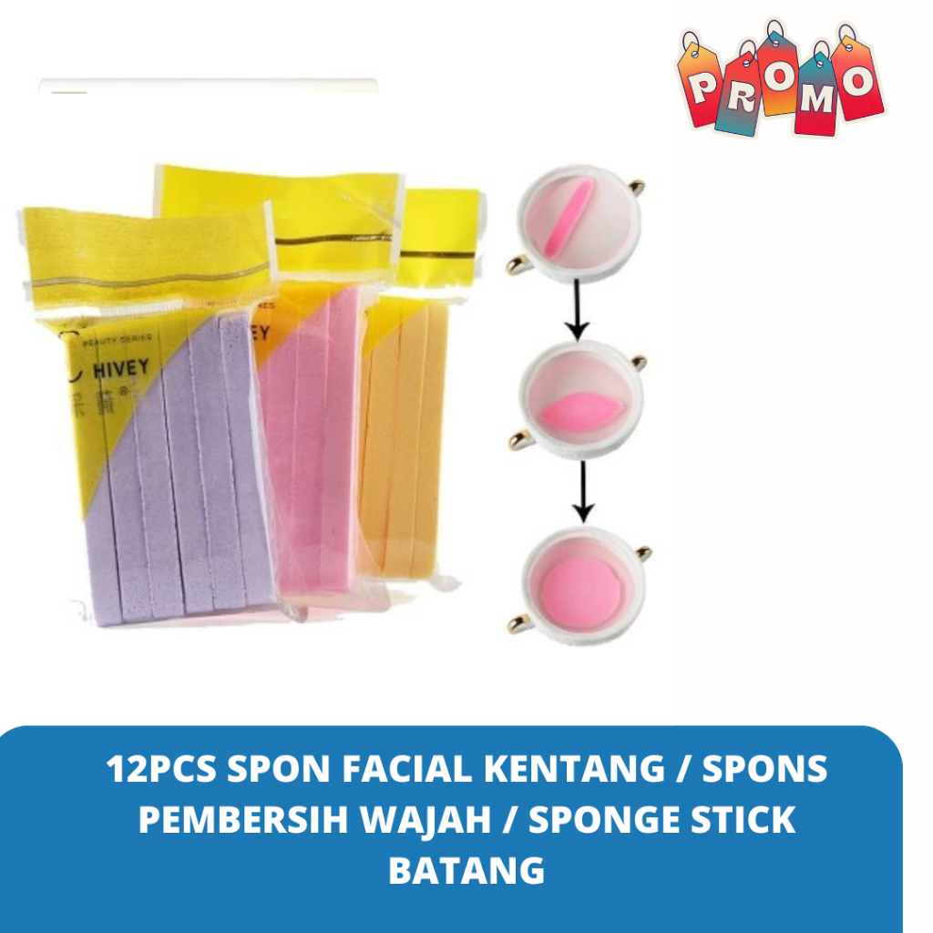 Jual 12PCS SPON FACIAL KENTANG / SPONS PEMBERSIH WAJAH / SPONGE STICK ...