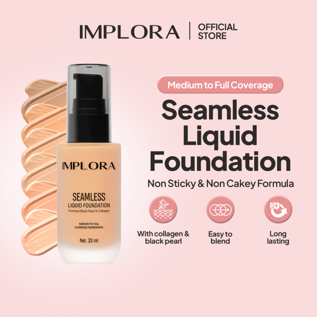 Jual Alas Bedak IMPLORA Seamless Liquid Foundation With Collagen ...