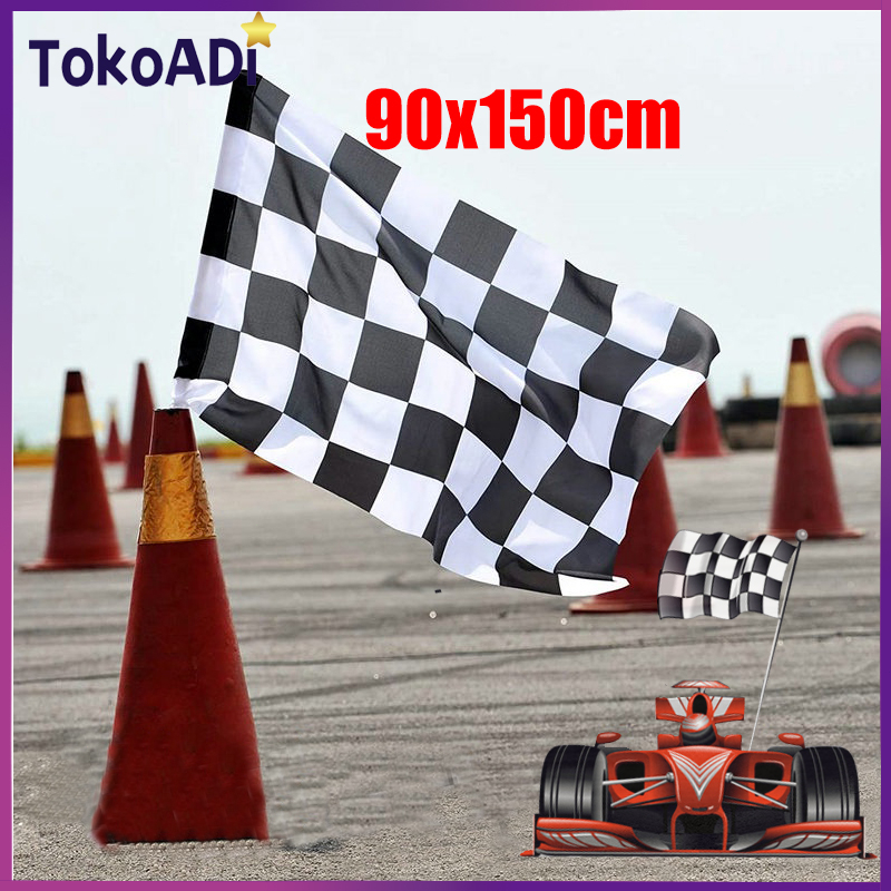 Jual 150X90CM Bendera Start Finish / Bendera Balap / Bendera Hitam ...