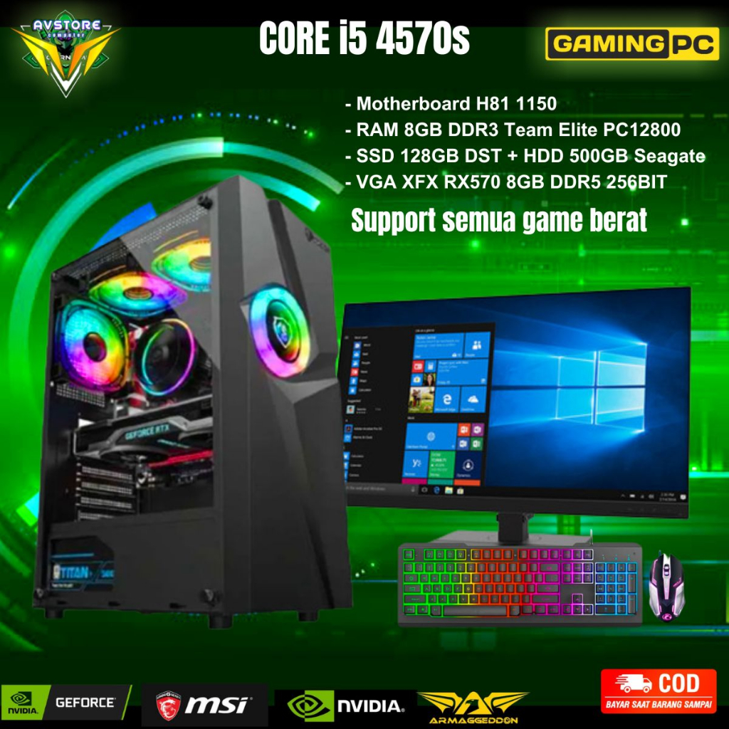 Jual Pc Gaming Fullset Ful set Pc Cpu Gaming Fulset Rakitan i5 4570s Ram 8gb Ssd 128gb Hdd 500gb ...