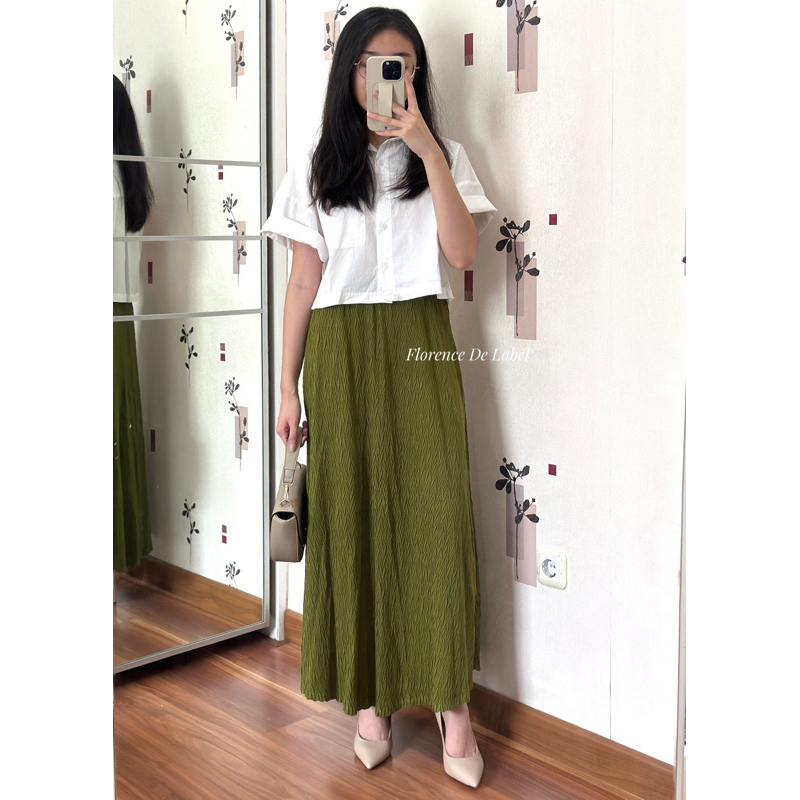 Jual ZIGZAG PLEATED SKIRT / Rok plisket panjang padi zigzag | Shopee Indonesia