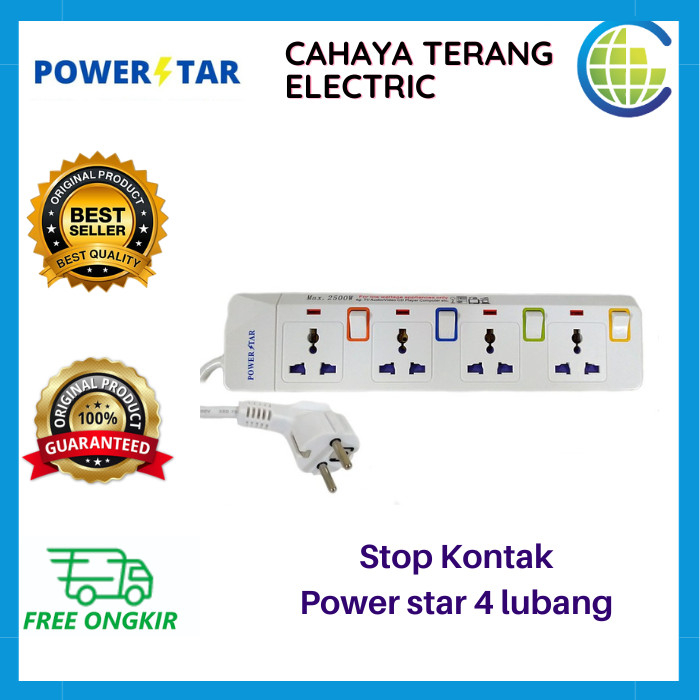 Jual Power Star Stop Kontak 4 lubang Stopkontak Powerstar Universal 3 ...