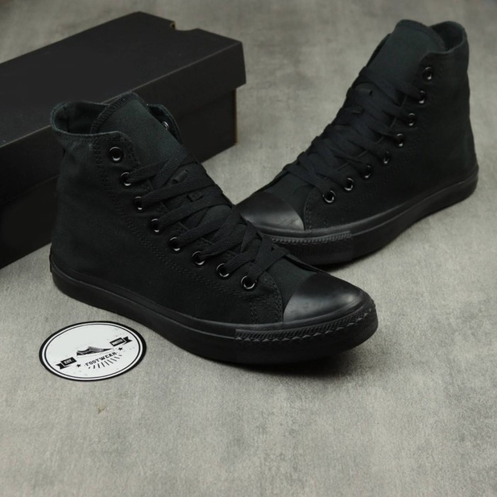 Jual [ORIGINAL] PERFECT SEPATU SNEAKER BOOT HITAM POLOS KANVAS PREMIUM ...
