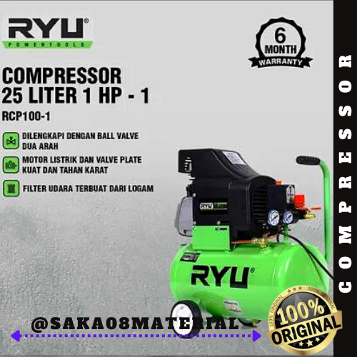Jual JUAL AIR COMPRESSOR 25 LITER 1 HP RCP100-1 RYU ORIGINAL TERBARU / KOMPRESOR UDARA LISTRIK ...