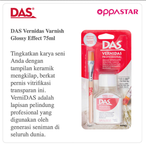 Jual Das Vernidas Profesional 75 ml Free Kuas Clay Varnish Transparan ...