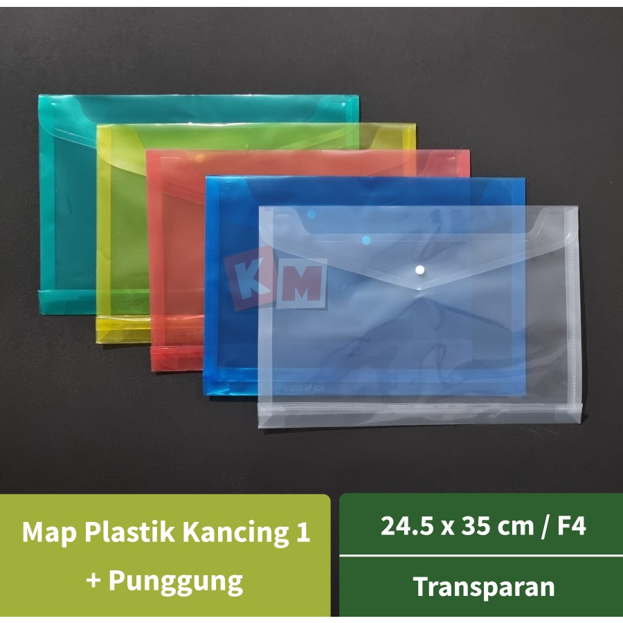 Jual Map Plastik Kancing 1 + Punggung F4 Folio Transparan / Merk Acak | Shopee Indonesia