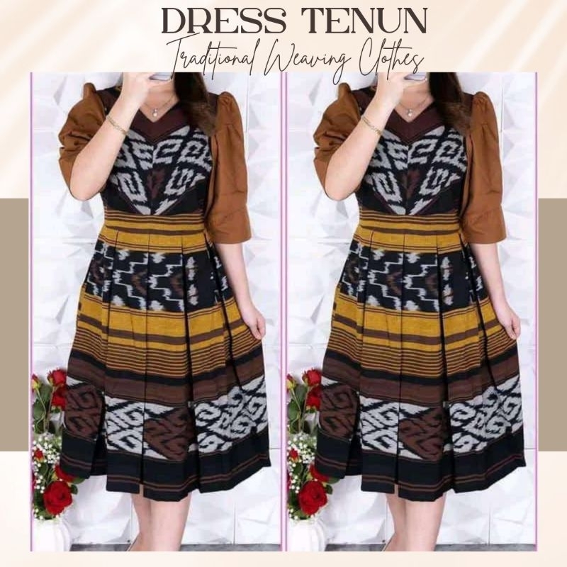 Jual Dress Tenun Ikat Etnik Dress Tenun Troso Dress Tenun Blangket | Shopee Indonesia