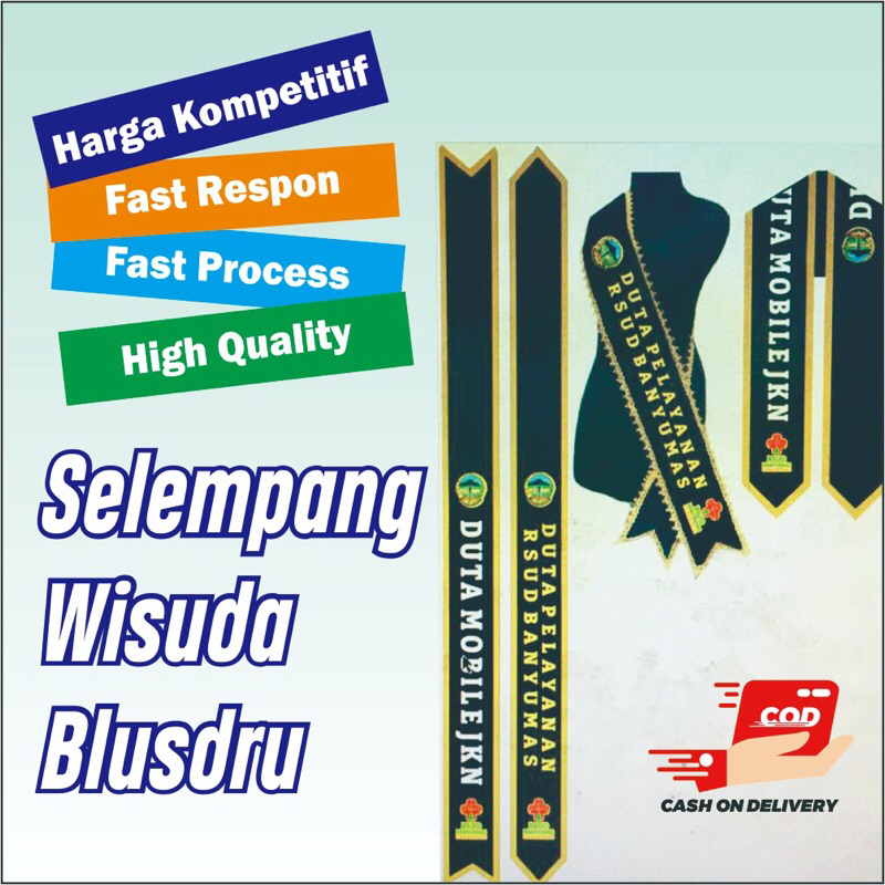 Jual Selempang Hitam Bahan Bludru Polos dan Slempang Syal Wisuda Sablon ...