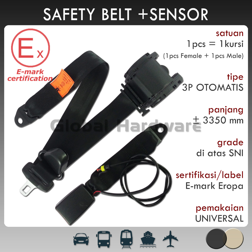 Jual Sabuk Pengaman Safety Seat Belt SENSOR 3 Titik Otomatis Auto Mobil ...